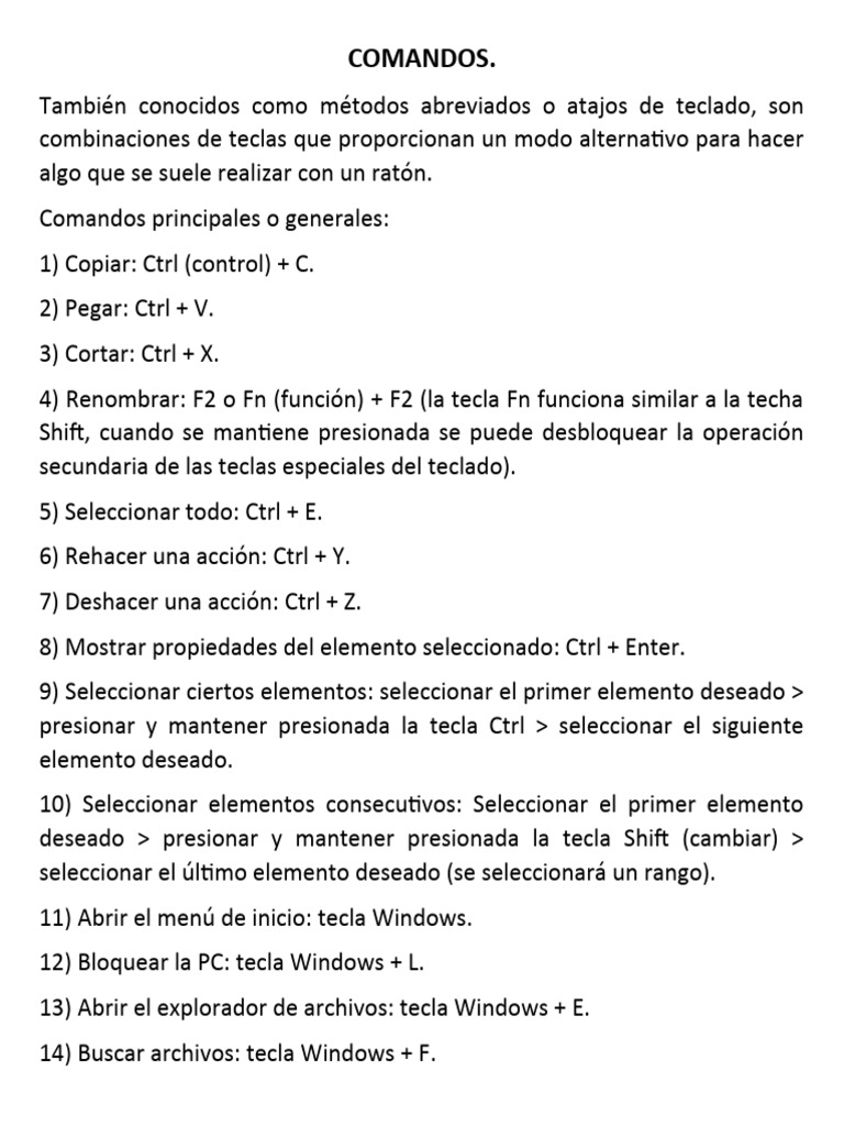 Comandos | PDF | Ventana (informática) | Microsoft Windows