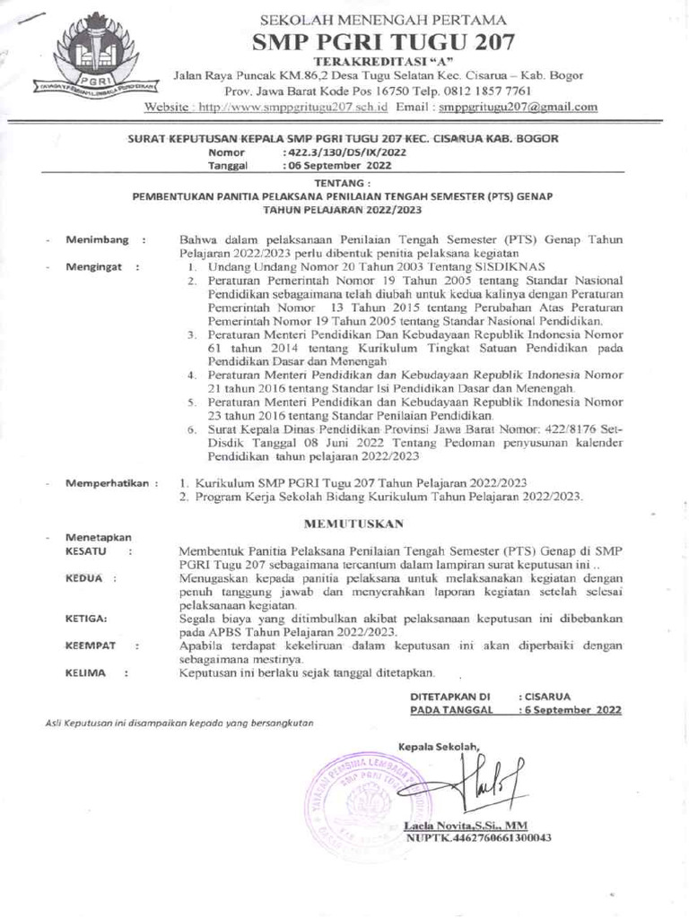 PANITIA PTS GENAP | PDF