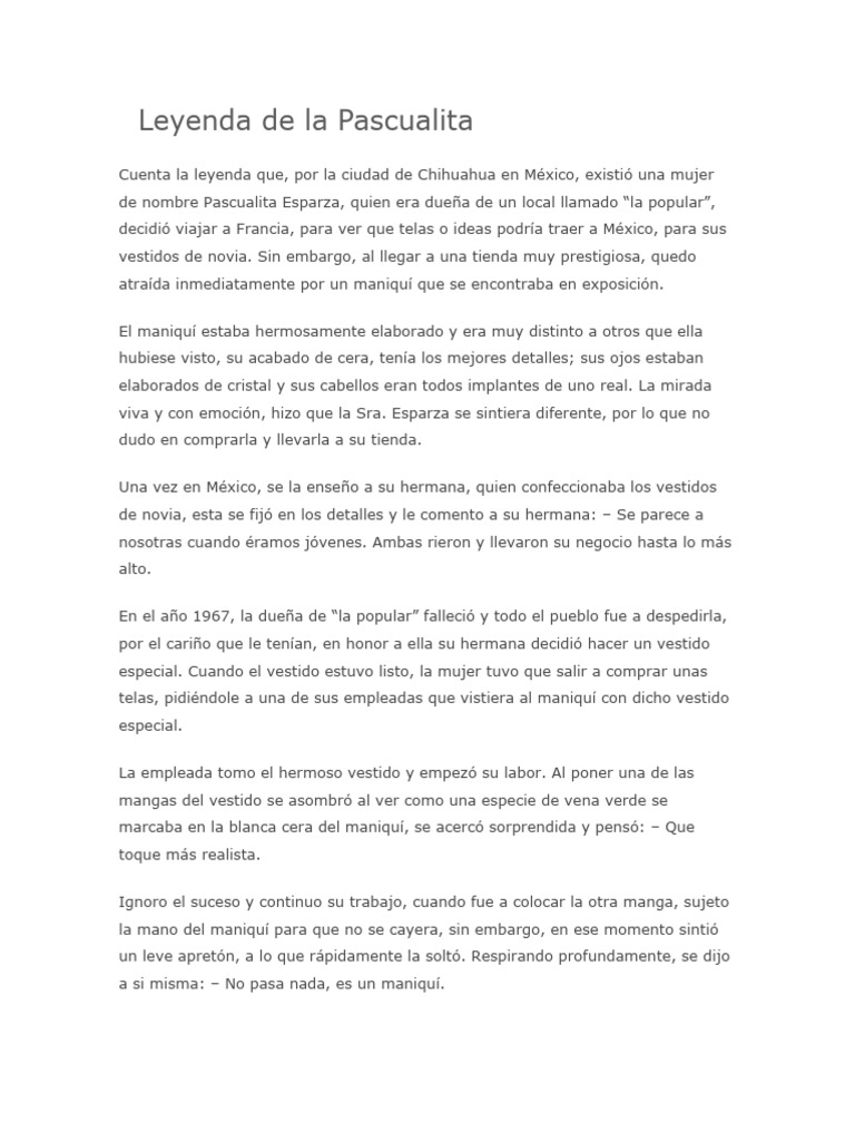 La Leyenda de la Pascualita | PDF | Estilo de vida