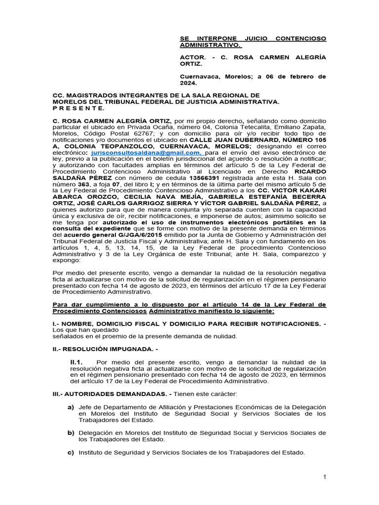 Demanda Negativa Ficta Rosa Carmen Alegría Ortiz | Descargar gratis PDF ...