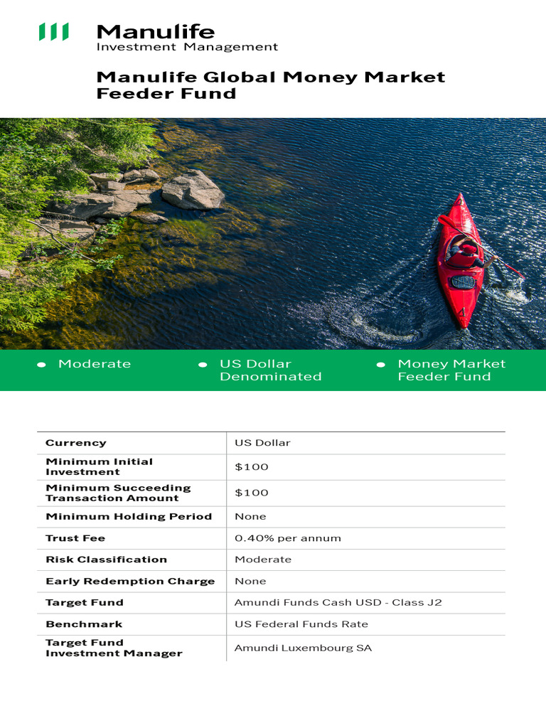 Manulife Global Money Market Feeder Fund Brochure | PDF | Money Market ...