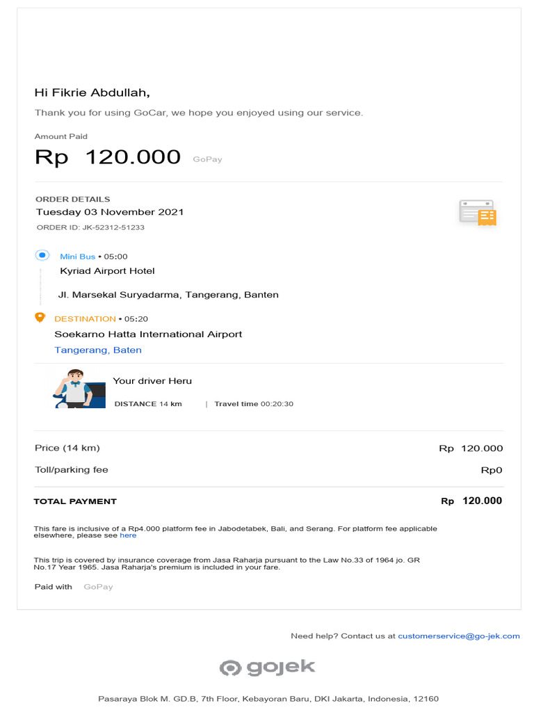 GoCar Trip Summary and Payment Details | PDF