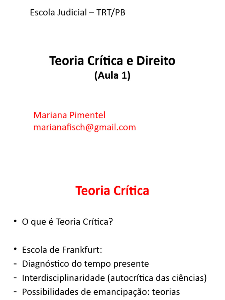 Teoria Crítica (PPT - 1) D | PDF | Teoria Crítica | Jürgen Habermas