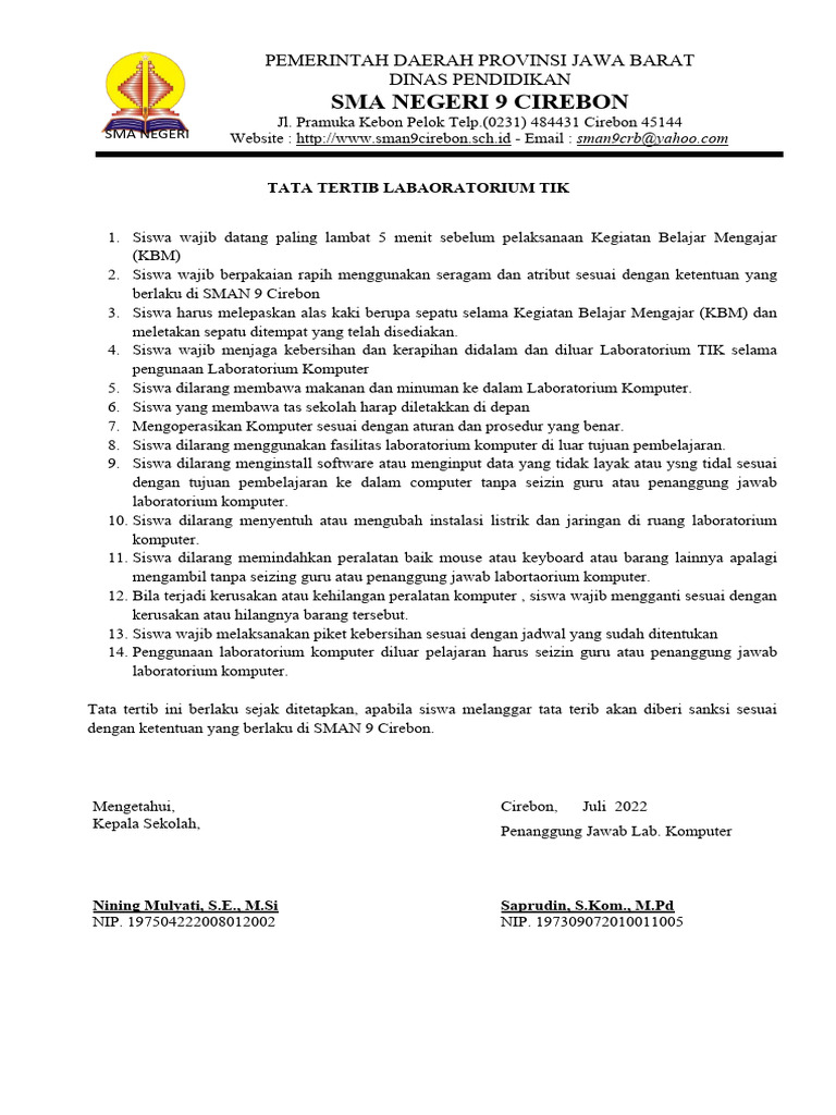 Tata Tertib Lab - TIK | PDF
