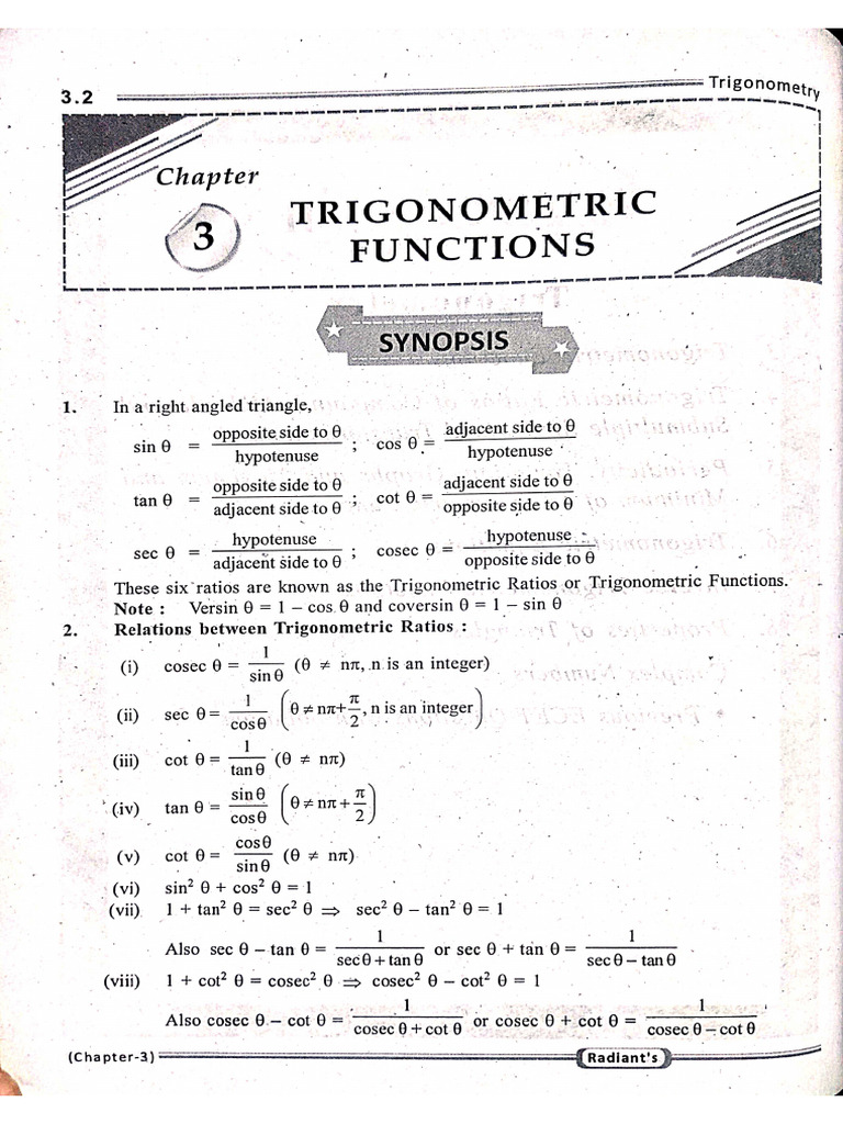 Trigonometry (Formula) | PDF