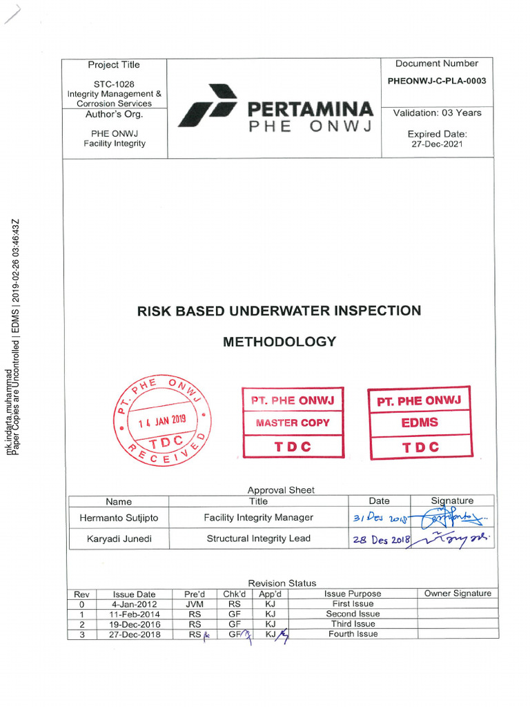 PHEONWJ-C-PLA-0003 3 Risk Based Underwater Inspection Methodology | PDF ...