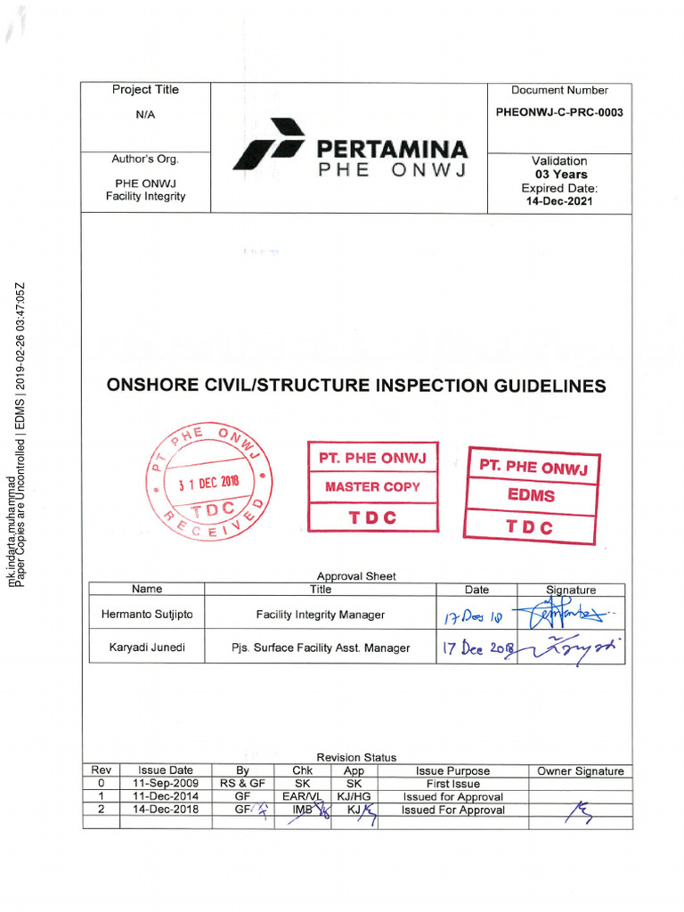 PHEONWJ-C-PRC-0003~2 Onshore Civil-Structure Inspection Guidelines ...
