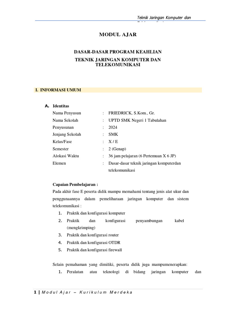 Modul Ajar Kls X Semester 2 | PDF