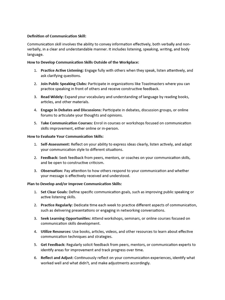 Definition of Communication Skill | PDF | Communication | Volunteering Definition of Communication Skill | PDF | Communication | Volunteering