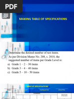 Table of Specification Template and Sample | PDF