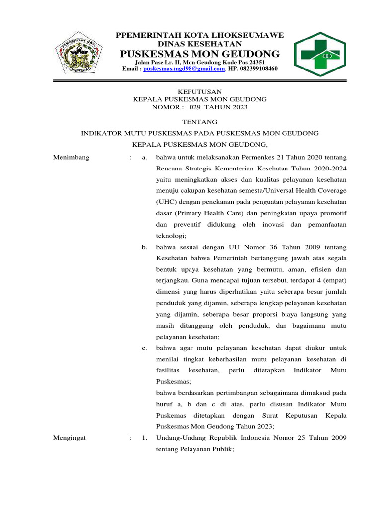 SK Indikator Mutu | PDF