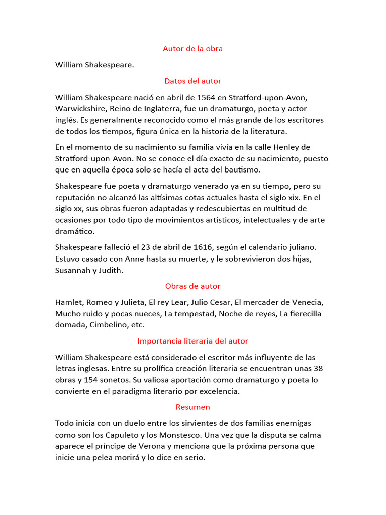 romeo y julieta | Descargar gratis PDF | Romeo y Julieta | William Shakespeare