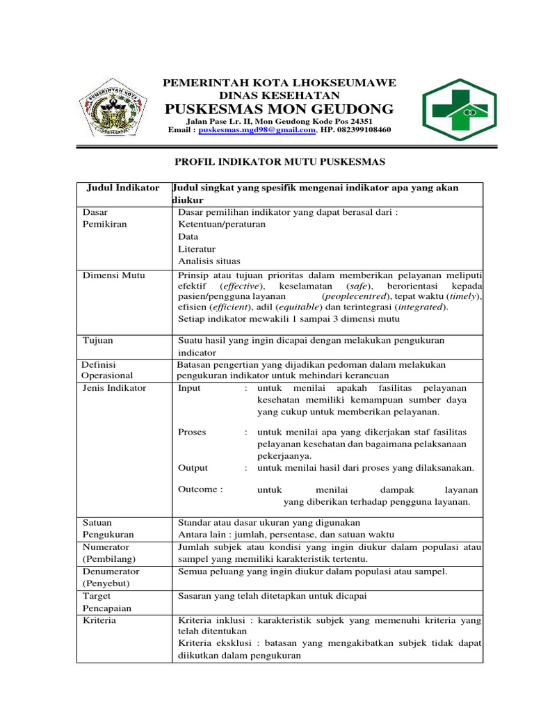 Profil Indikator Mutu | PDF
