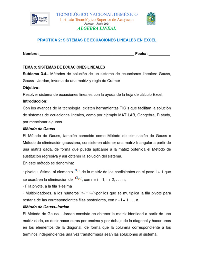 Pr-Ctica 2 AL (3.4) | PDF | Matriz (Matemáticas) | Sistema de ecuaciones lineales