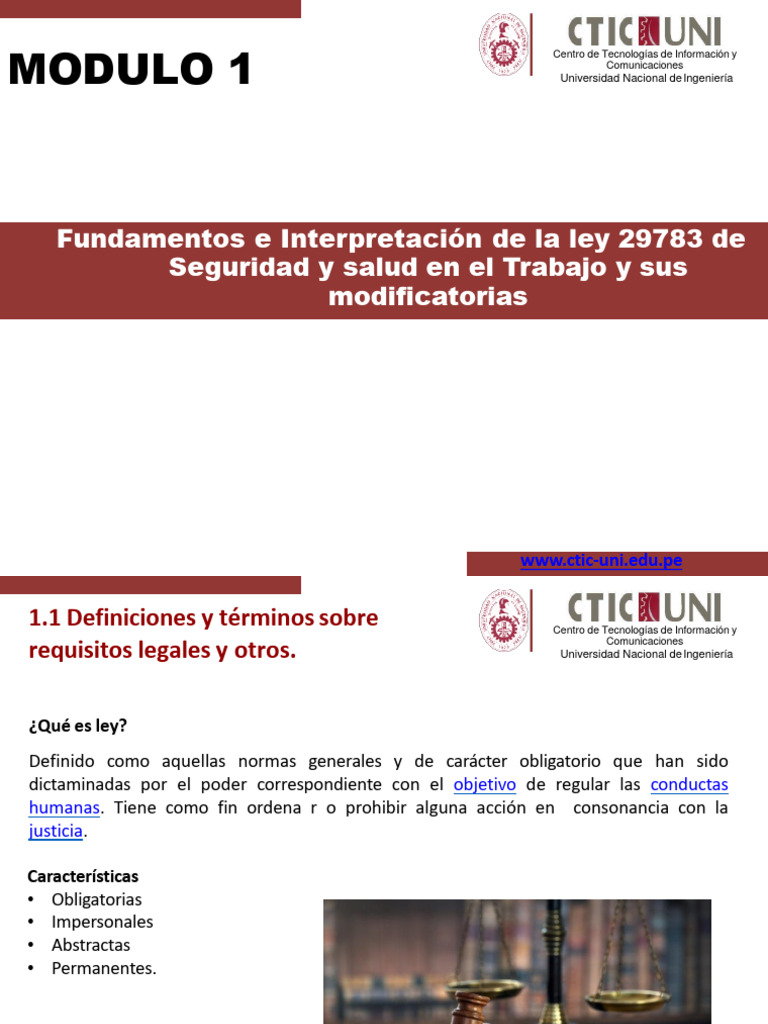 MODULO 1 Fundamentos e Interpretación de La Ley 29783 de SG-SST | PDF | Derecho laboral | La ...