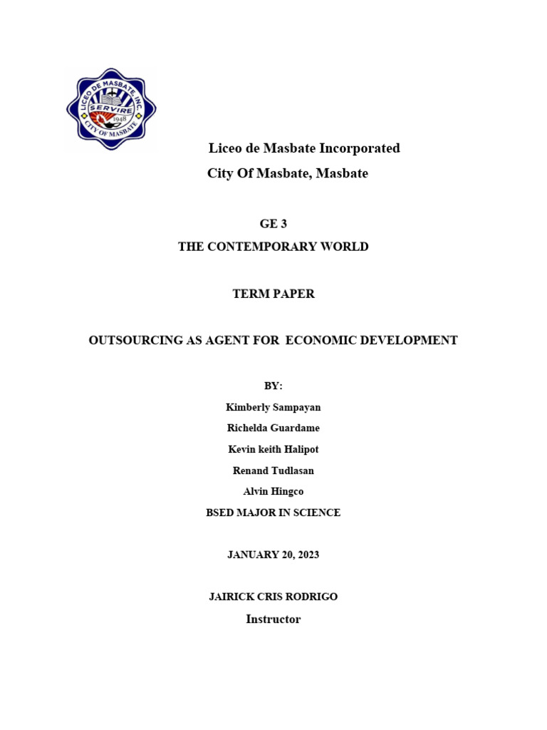 Term Paper 1 | Download Free PDF | Outsourcing | Human Capital