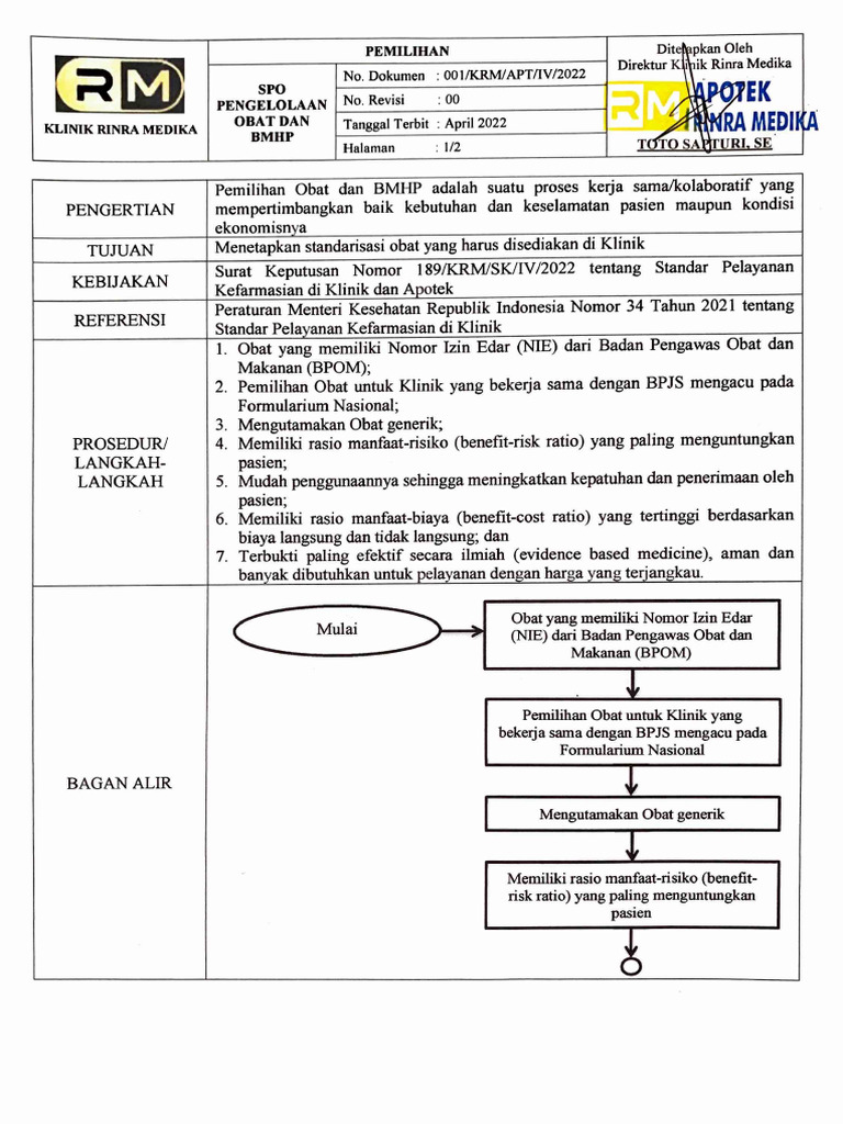 Spo Pemilihan Obat & BMHP | PDF