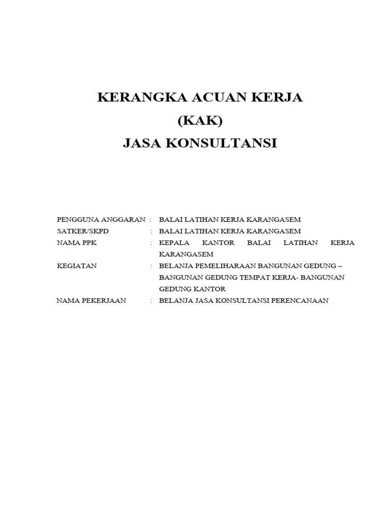 Kak Perencanaan | PDF | Teknologi & Rekayasa