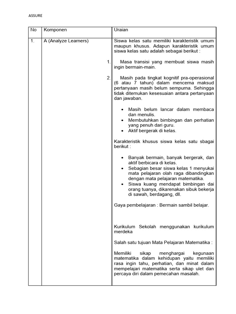 Contoh Penerapan ASSURE Dalam Modul Ajar | PDF