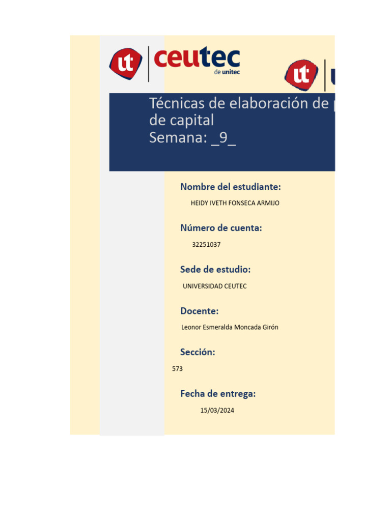 Técnicas de Elaboración de Presupuesto de Capital Heidy Fonseca ...