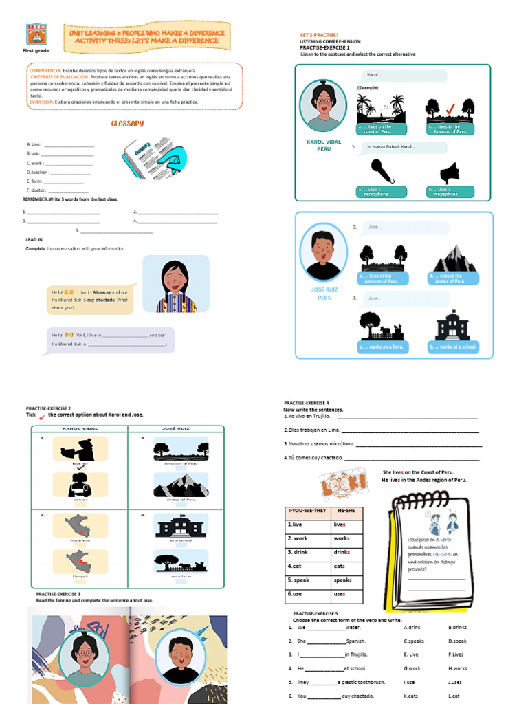 1°unit 3-II-B-activity 3-Let's make a difference | PDF