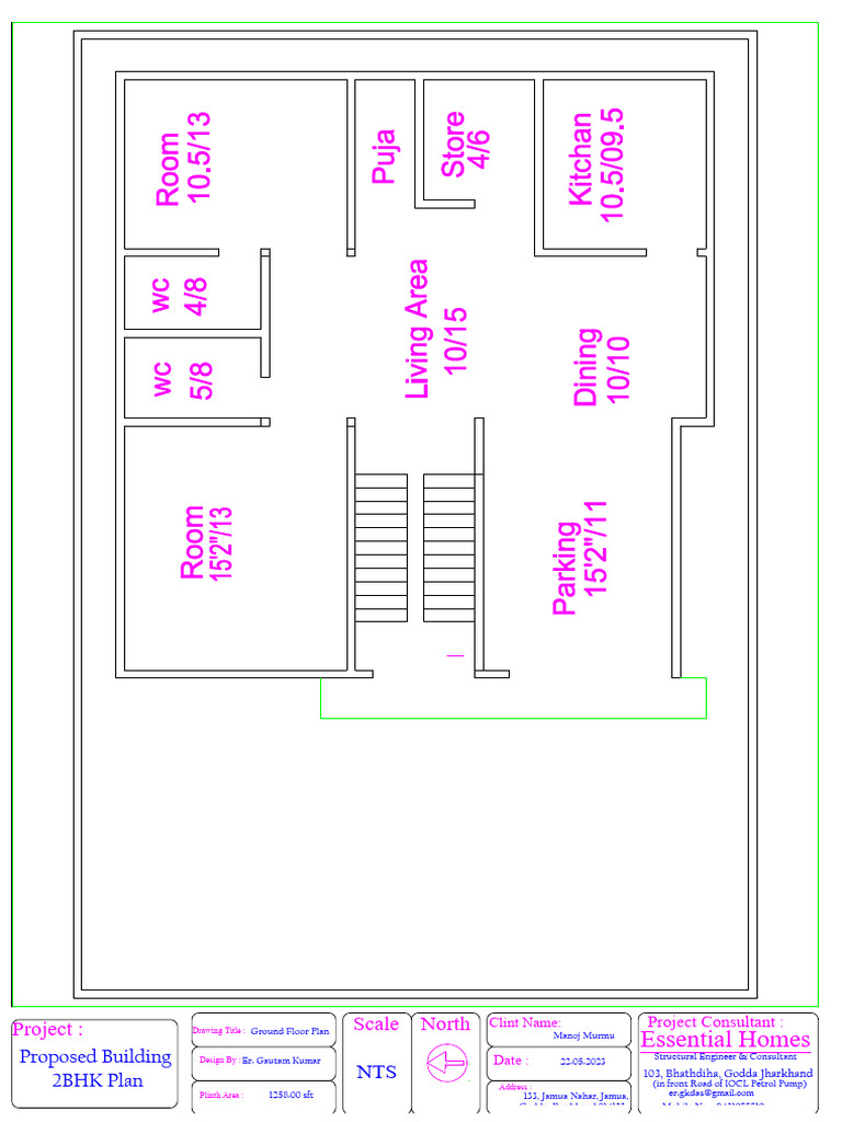 2BHK Ground Floor Plan | PDF