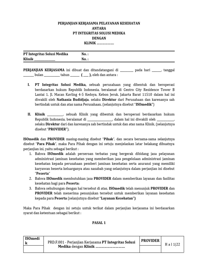 Draft PKS ISOmedik - Klinik | PDF | Pengembangan Diri