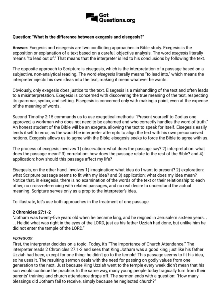 What Is The Difference Between Exegesis and Eisegesis - Printer ...