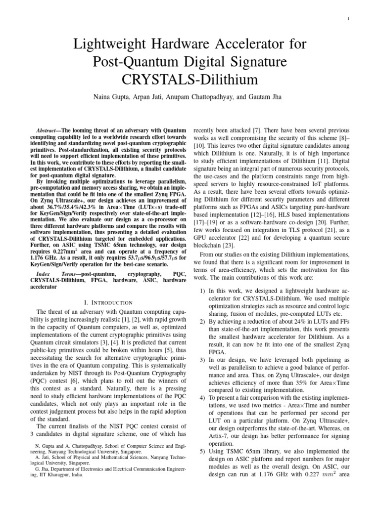 Dilithium FPGA Protocol | PDF | Field Programmable Gate Array | Parallel Computing