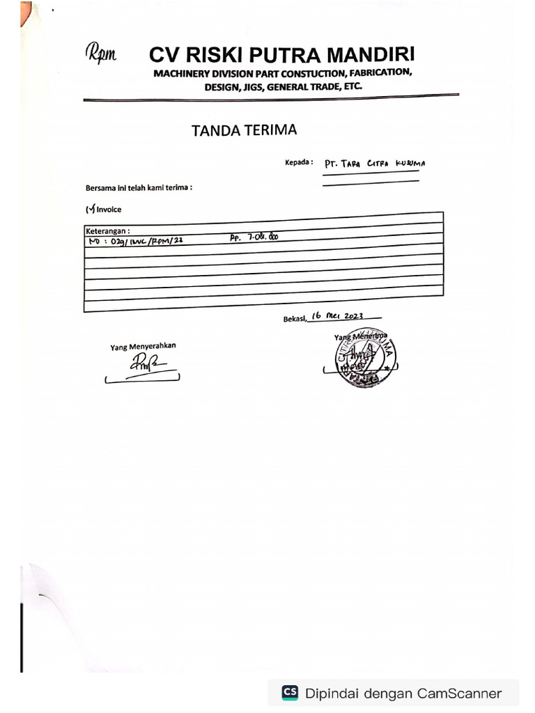 Tanda Terima TCK Mei 23 | PDF