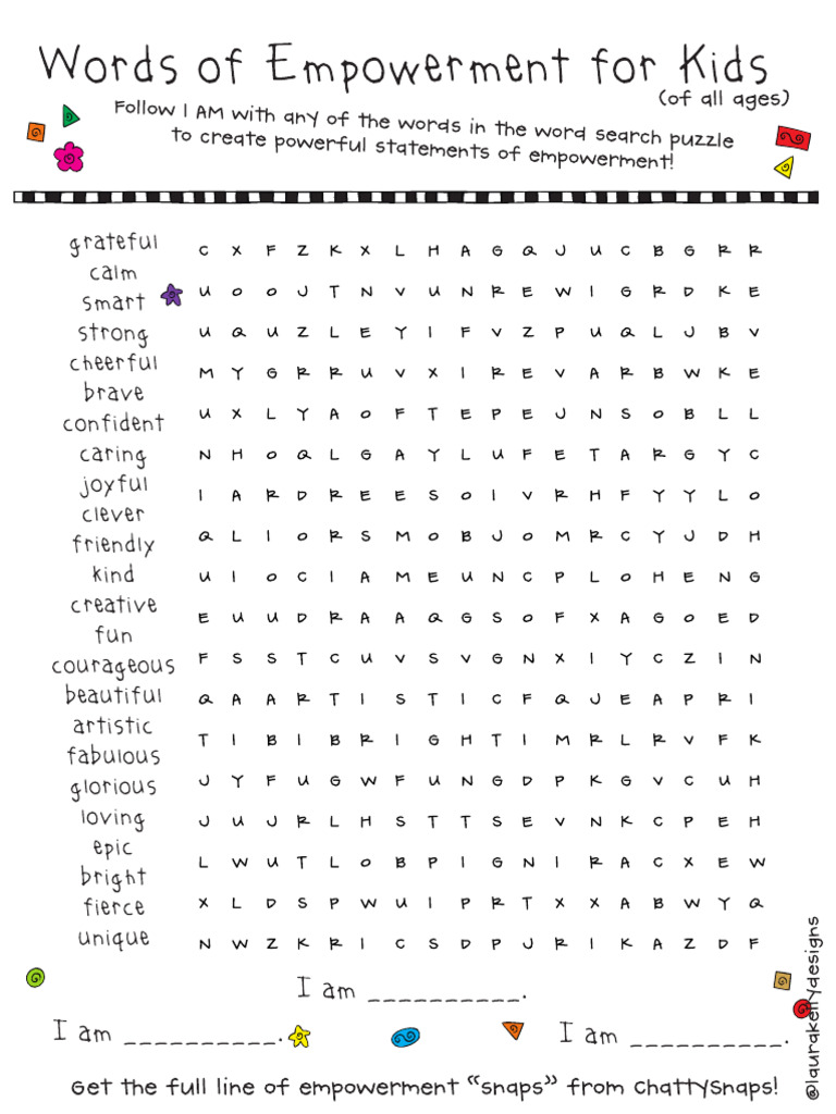 I AM Empowerment Statements Word Search Puzzle Printable 1 | PDF