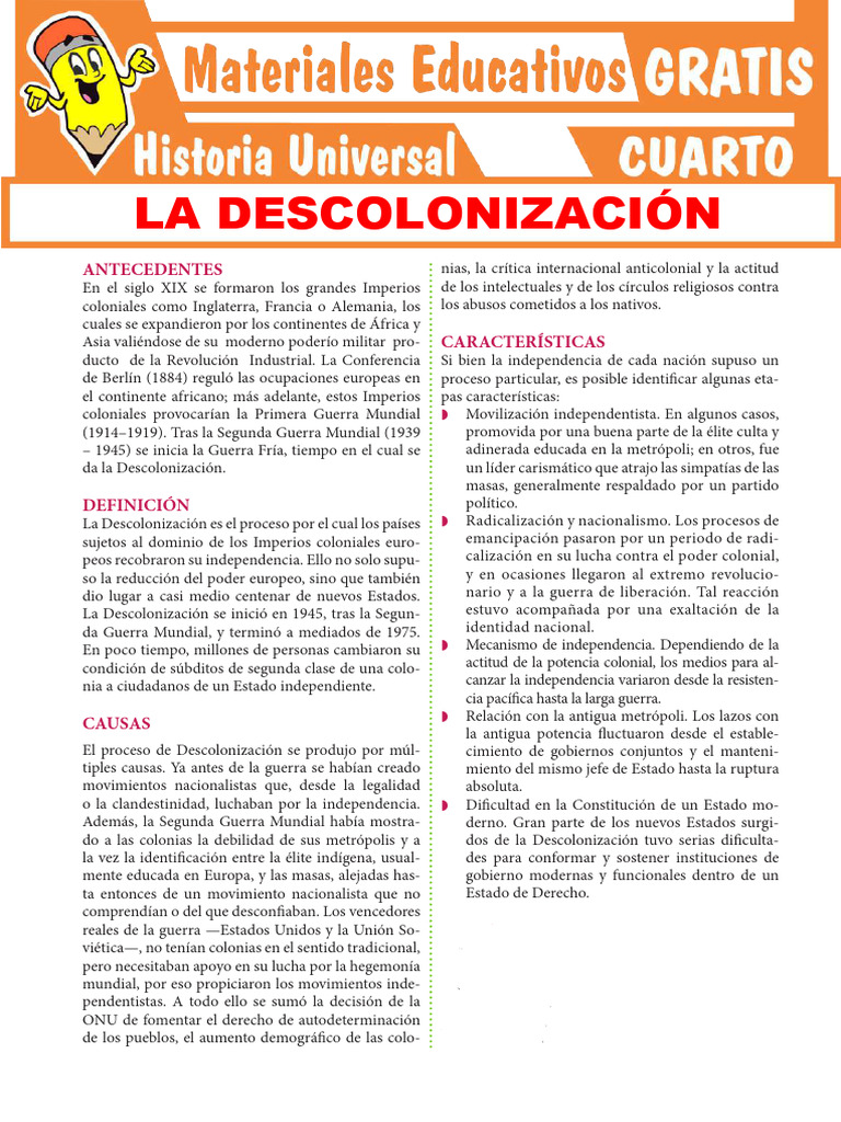 FICHA+PARA+ESTUDIAR+LA+DESCOLONIZACIÒN | PDF | Indochina Francesa | Colonialismo