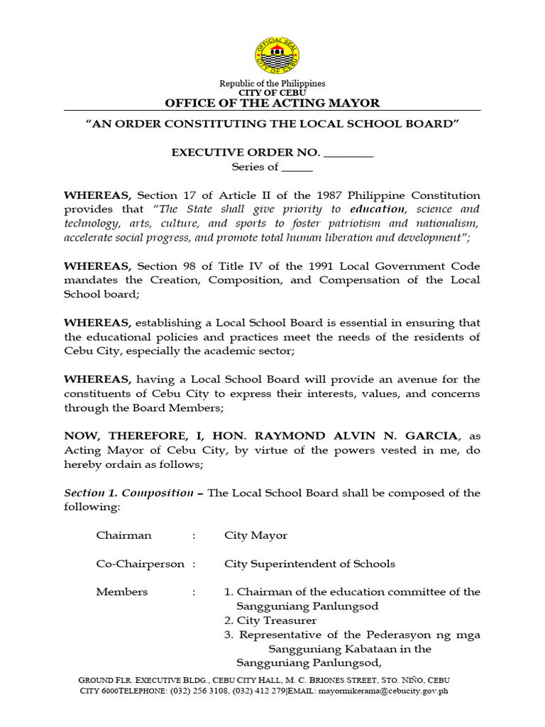 Eo Local School Board | PDF | Jurisdiction | Budget