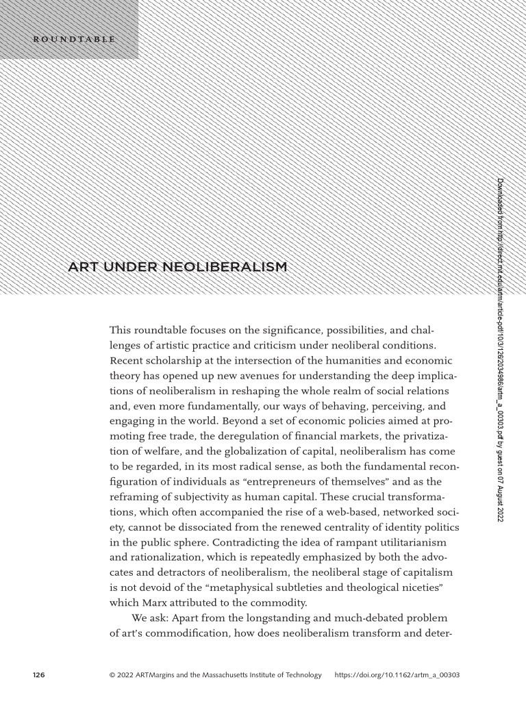 Appadurai Et Al. - 2021 - Art Under Neoliberalism | PDF | Socialism | Neoliberalism