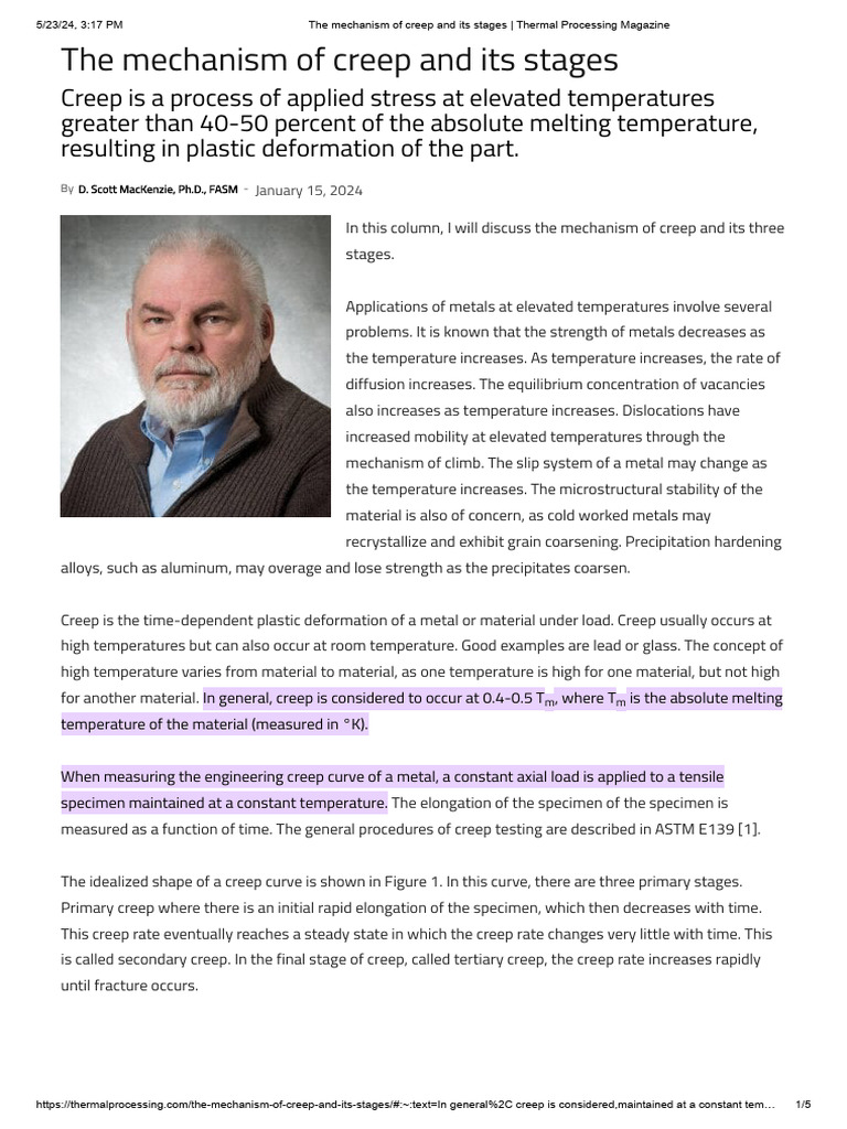 The Mechanism of Creep and Its Stages - Thermal Processing Magazine ...