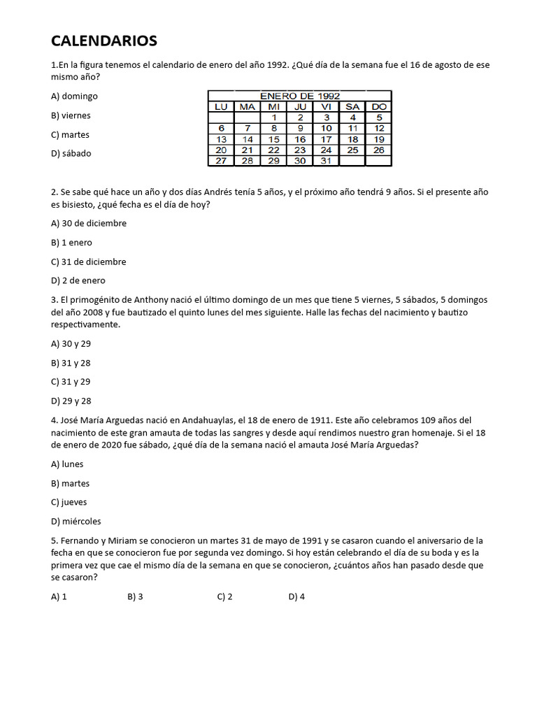 PC - RM Semana 11 | PDF | Calendario