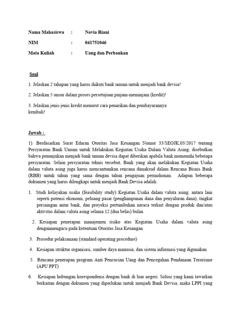 Tugas 2 Uang Dan Perbankan | PDF | Bisnis