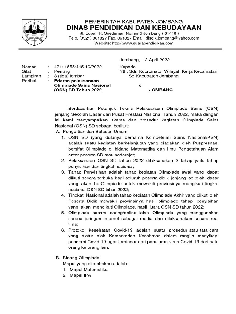 Surat Edaran KSN Nasional 2022.OK | PDF