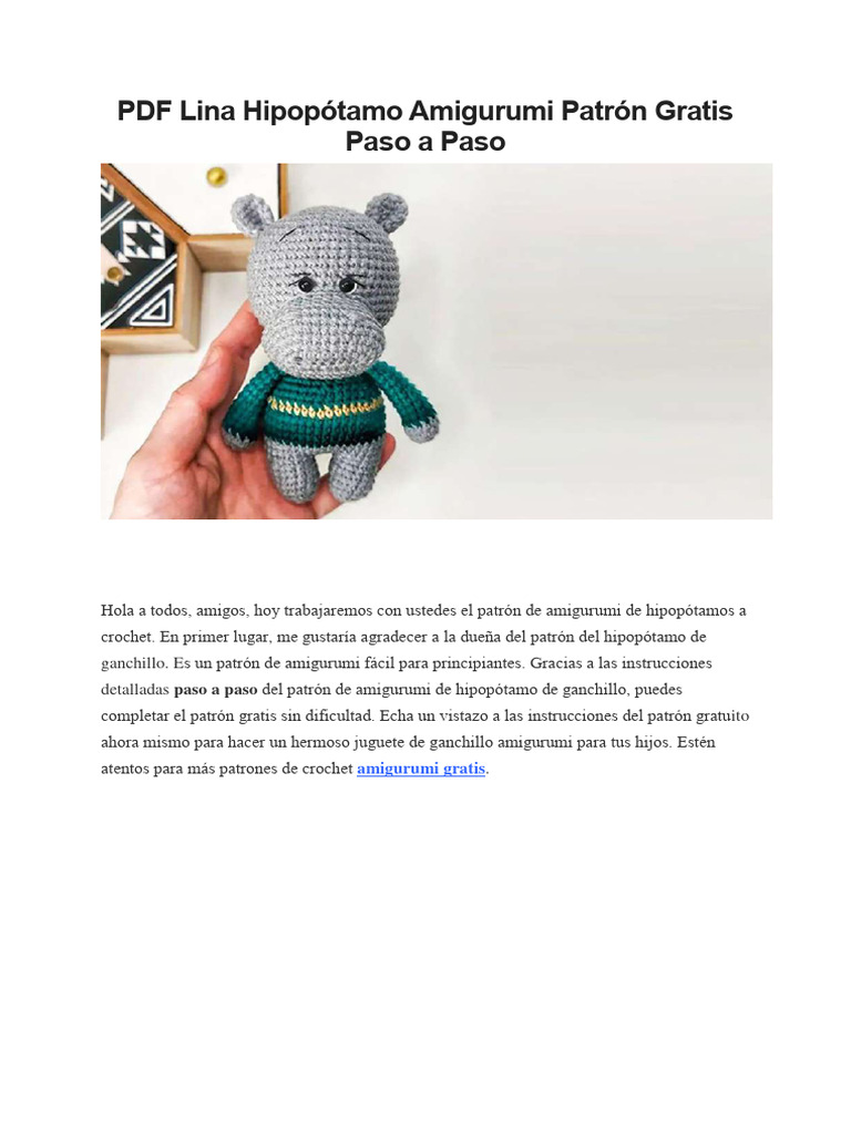 Lina Hipopotamo | PDF | Amigurumi | Tejer