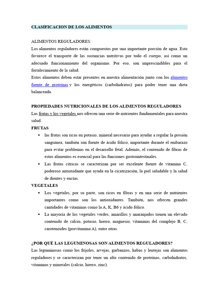 Clasificacion de Los Alimentos | PDF | Alimentos | Fruta