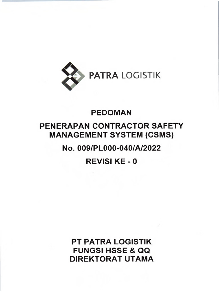 A - Penerapan Contractor Safety Management System - CSMS (2022) | PDF