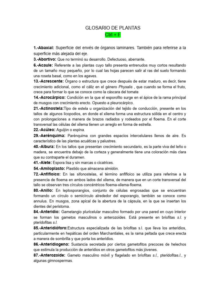 Glosario de Plantas PDF | PDF | Tallo de la planta | Hoja