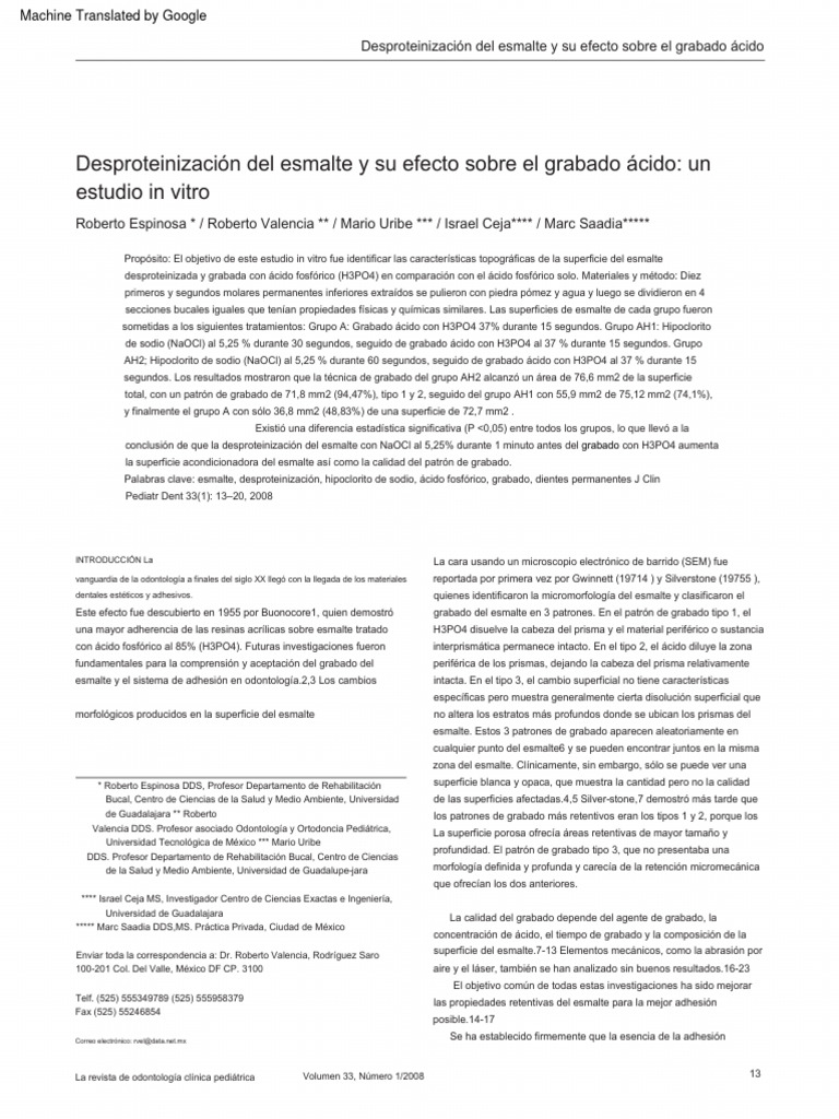 Enamel Deproteinization | PDF | Sustancias químicas | Compuestos químicos