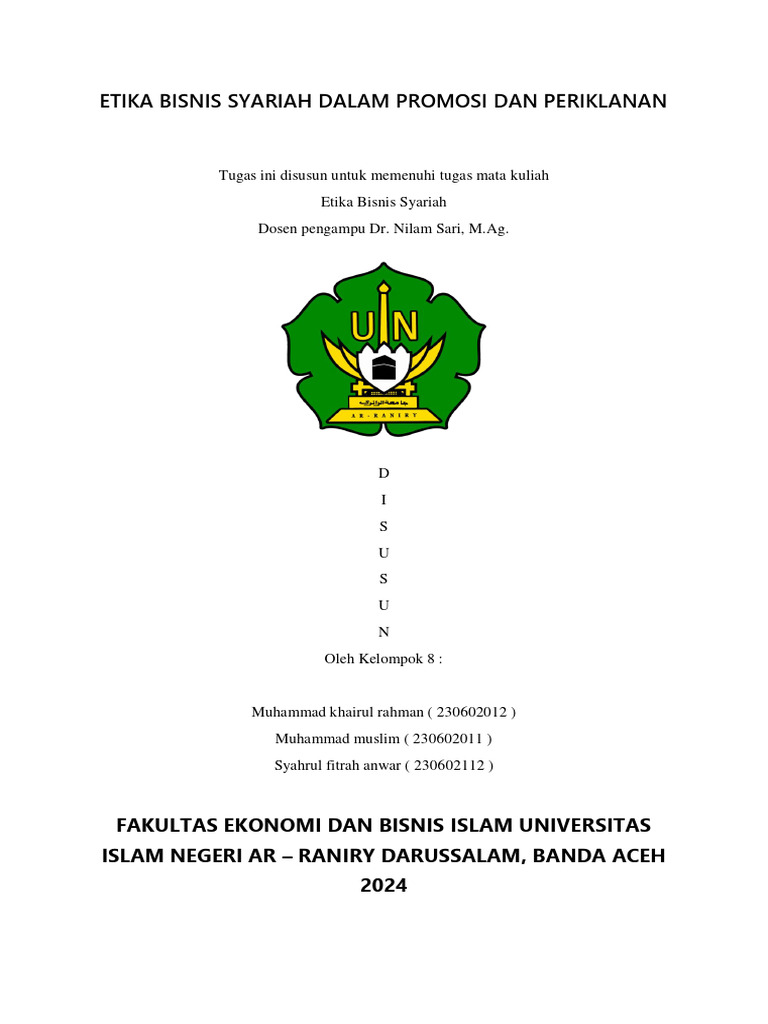Makalah Etika Bisnia Syriah Dalam Promosi Dan Periklanan | PDF | Bisnis ...