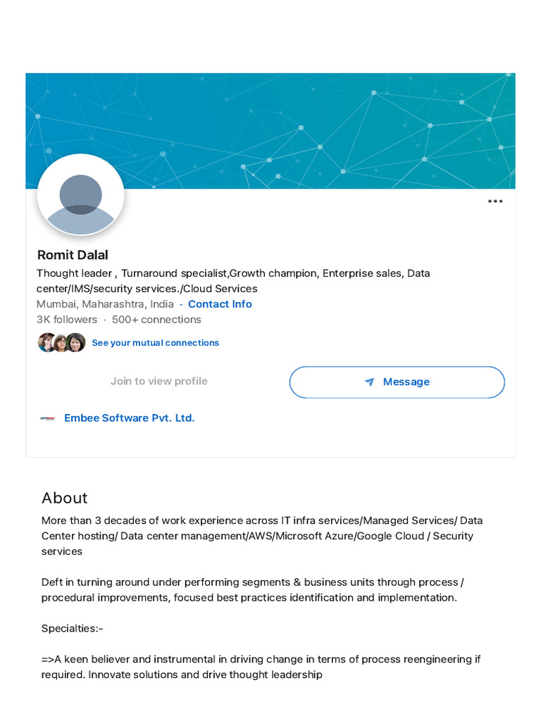 Romit Dalal - Senior Vice President of Sales & BD - Embee Software Pvt. Ltd. - LinkedIn | PDF ...
