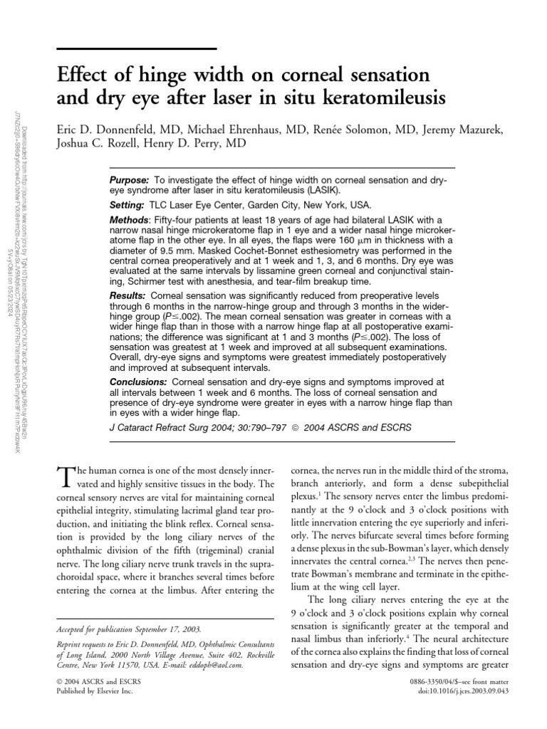 Effect of Hinge Width On Corneal Sensation and Dry.24 | PDF | Cornea ...