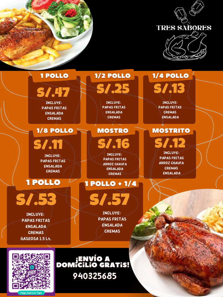 Flyer Paquetes Pollo Modular Rojo y Naranja | PDF | Cocina ...