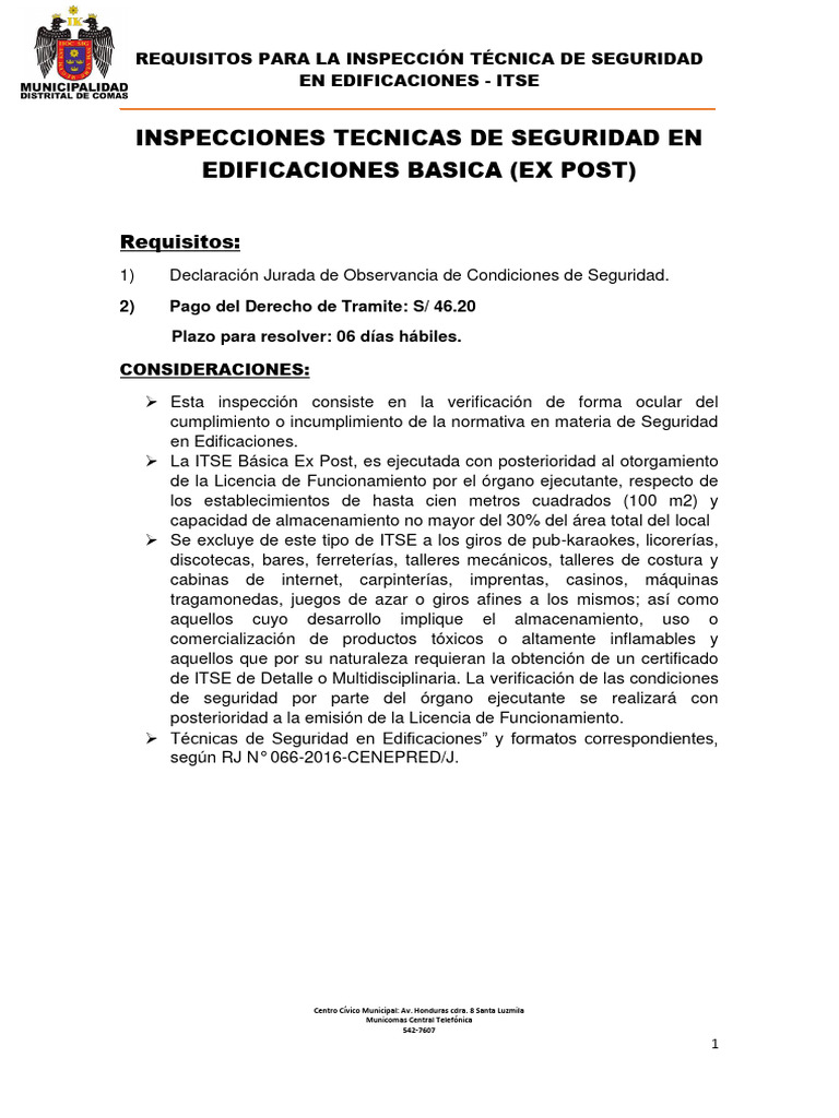7 REQUISITOS PARA SOLICITAR LAS INSPECCIONES TECNICAS DE SEGURIDAD EN EDIFICACIONES ITSE ...