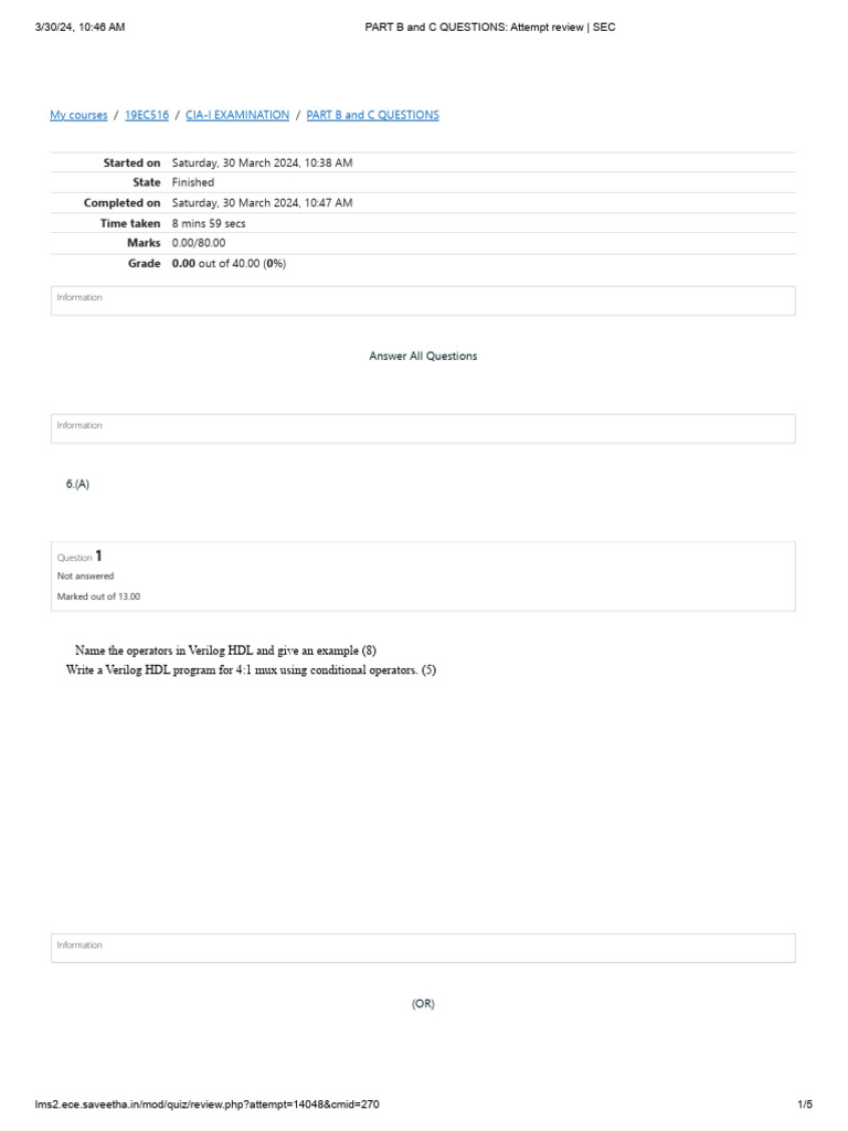 PART B and C QUESTIONS - Attempt Review - SEC | Download Free PDF | Hardware Description ...