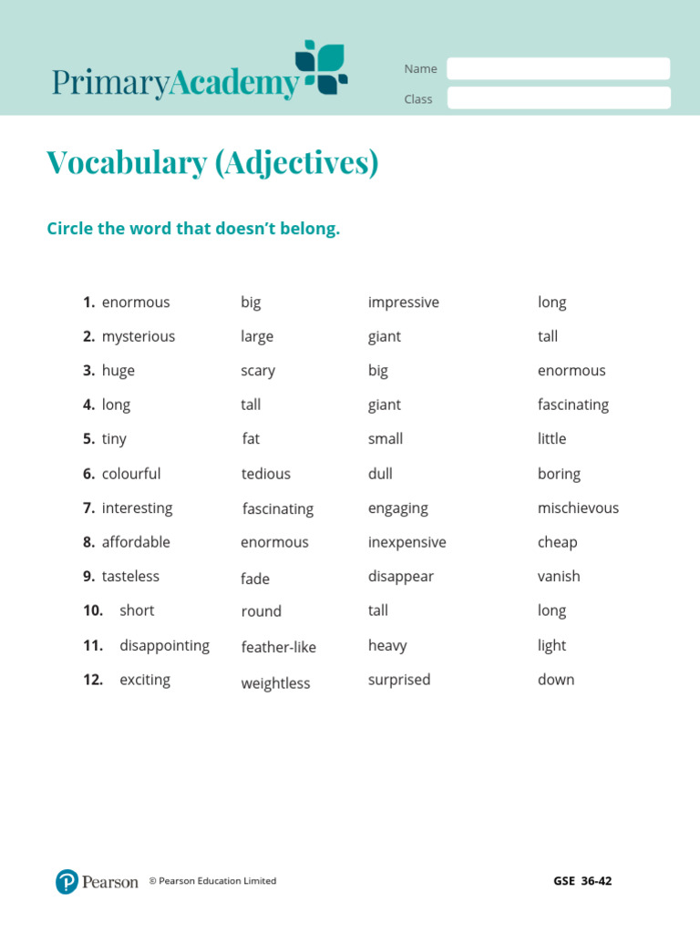 PPP GSE36 42 Adjectives v2 | PDF